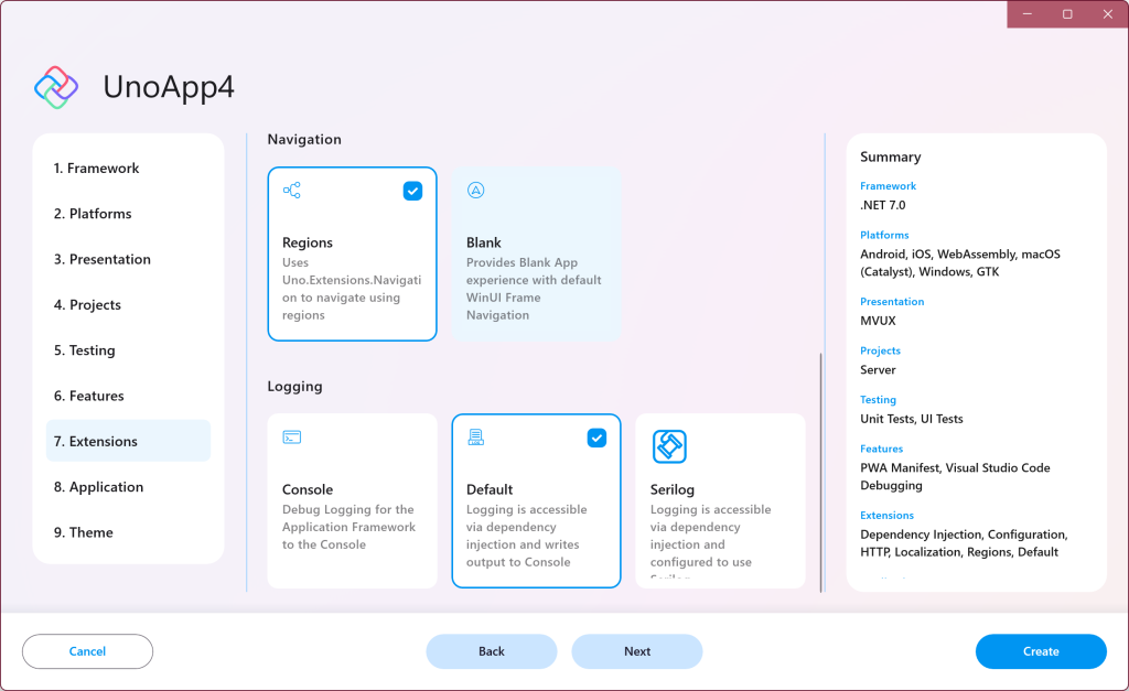 Deep Dive Uno Platform Template Wizard Extensions Application And
