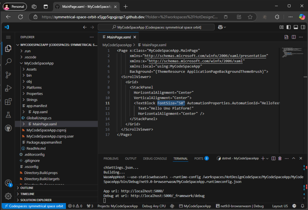 Building Cross Platform Applications using Hot Design and Codespaces with Uno Platform and No ...